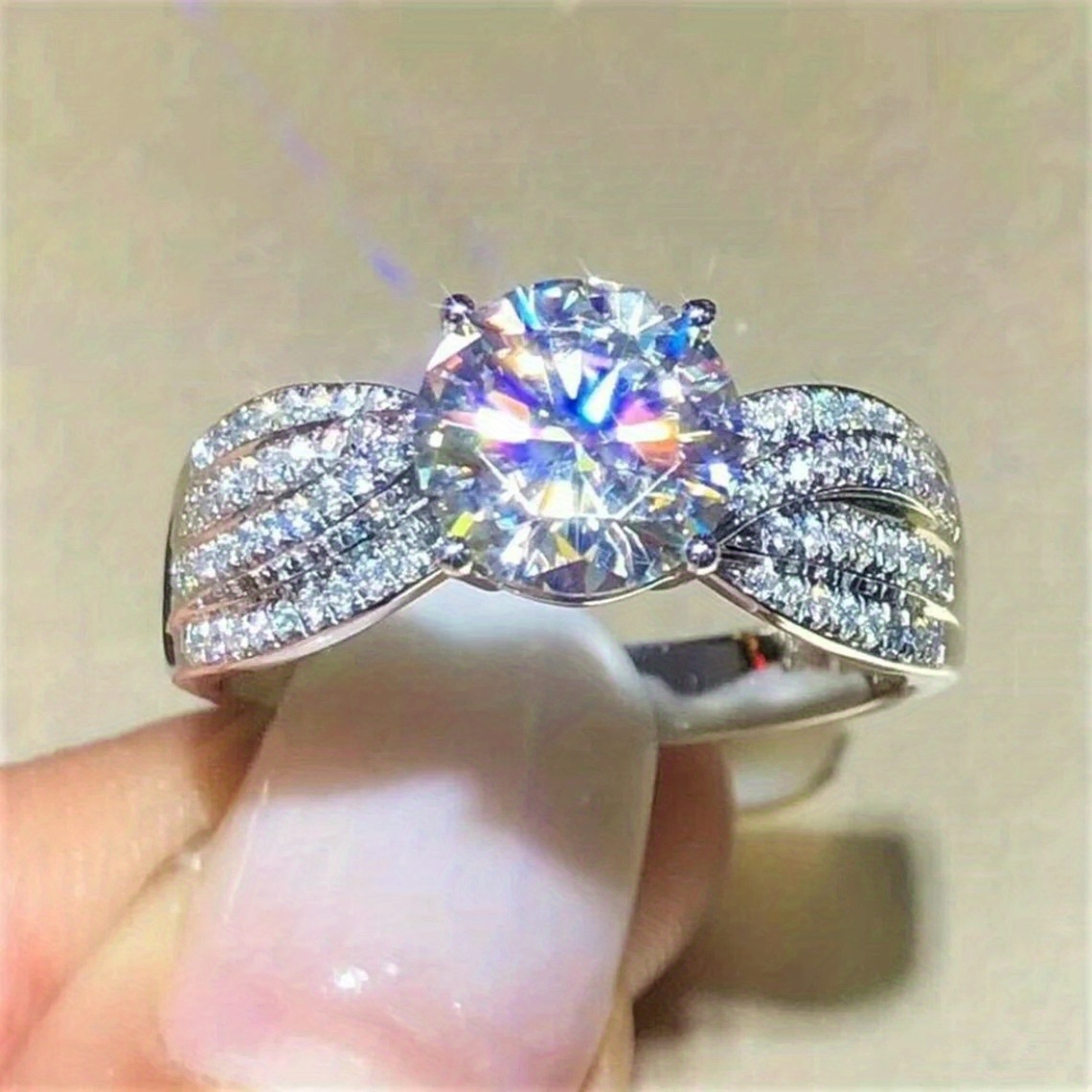 Exquisite Promise Ring Silver Plated Inlaid Shining Zircon - Temu ...