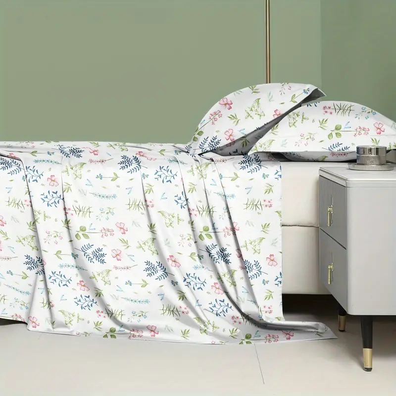 Fresh Brushed Flat Sheet Floral Printed Bed Sheet Bedroom Temu