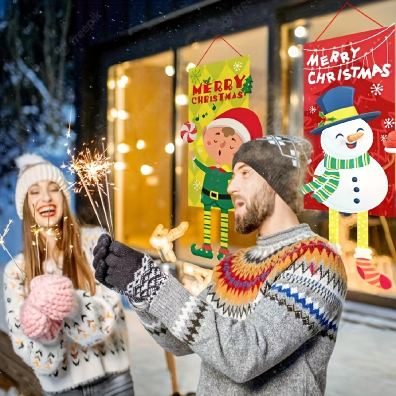 Merry Christmas Vertical Banner Christmas Hanging Decoration - Temu ...