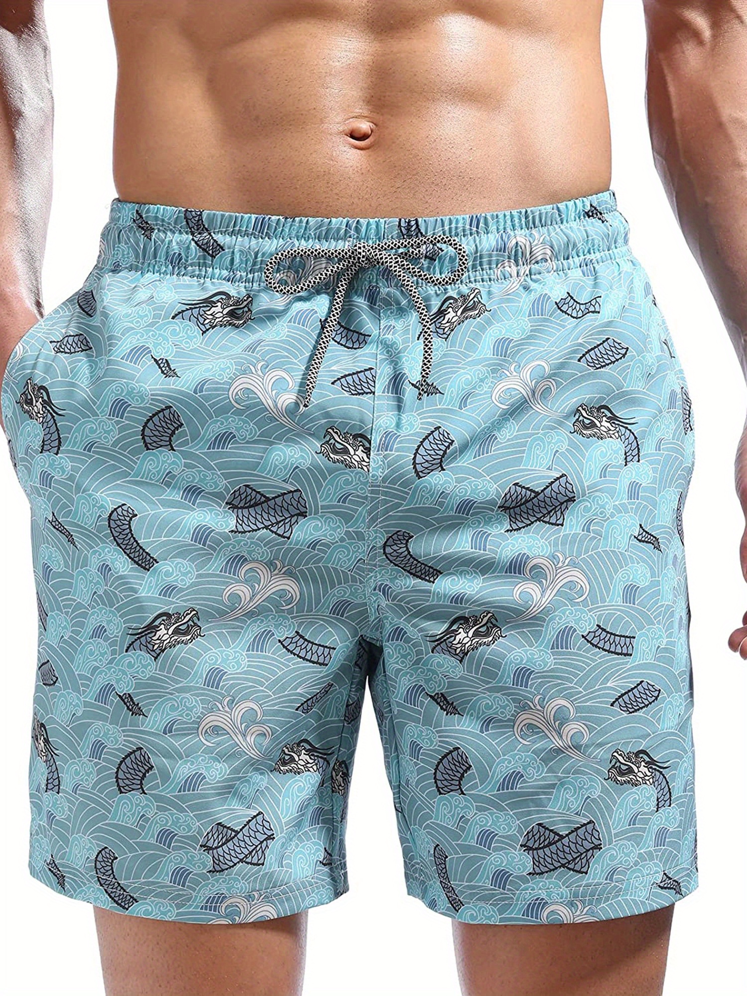 Men's Loose Beach Shorts Activewear Drawstring Quick Dry - Temu Norway