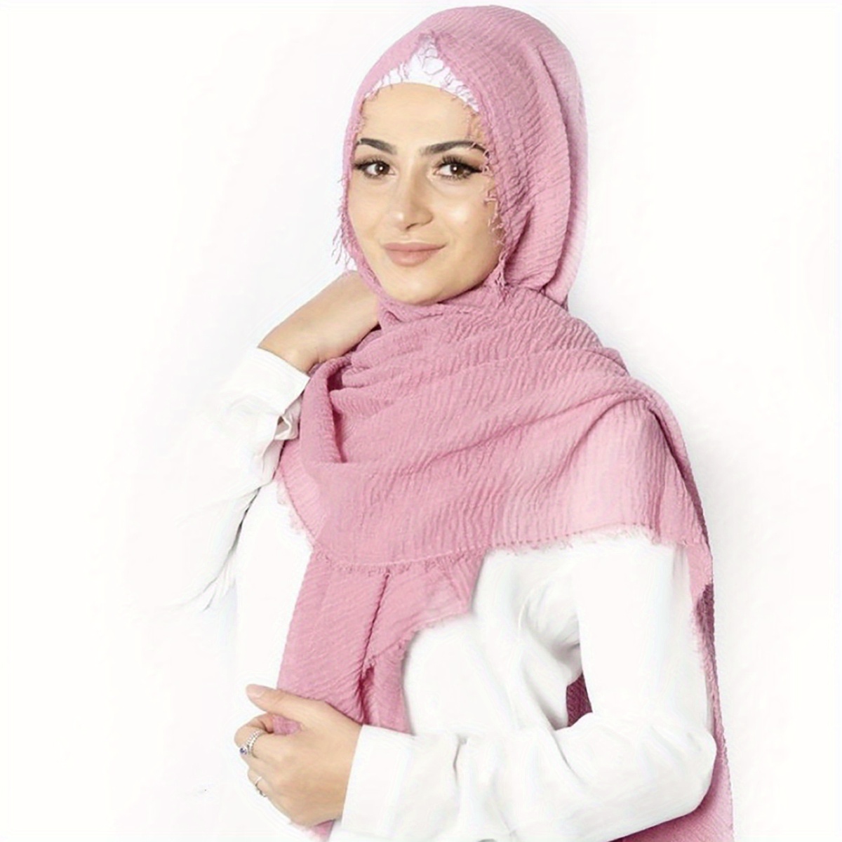 Minimalist Bubble Pleated Hijab Solid Color Thin Sunscreen - Temu Kuwait