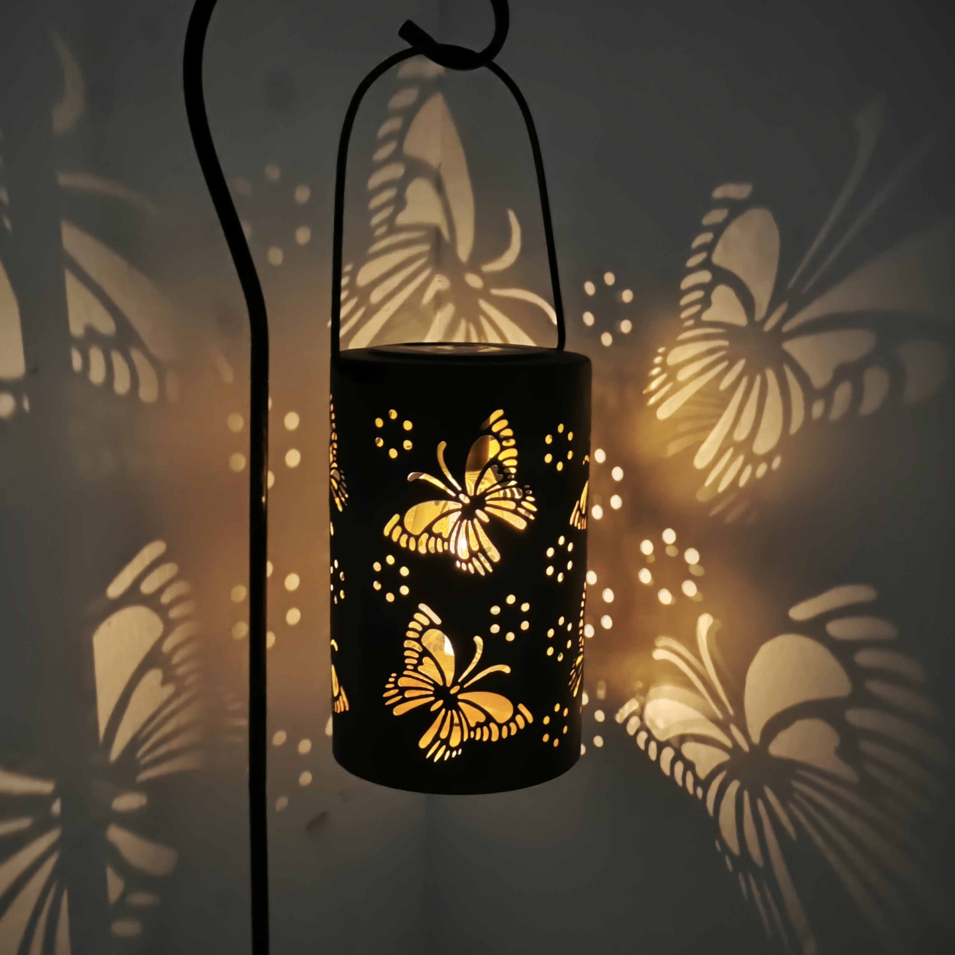 Metal Solar Garden Lantern Featuring Butterfly Silhouette - Temu United