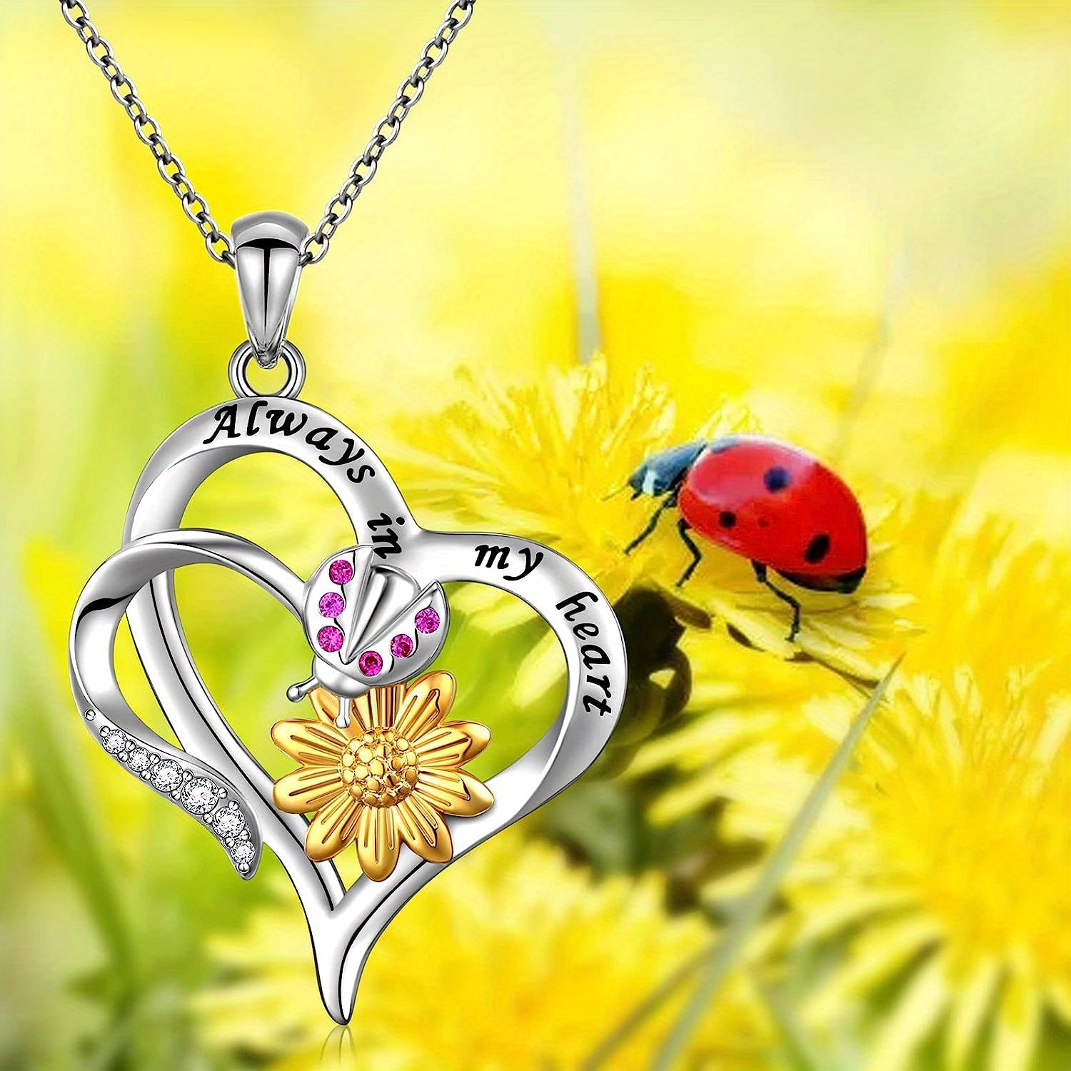 Creative Elegant Ladybug Sunflower Pendant - Temu New Zealand