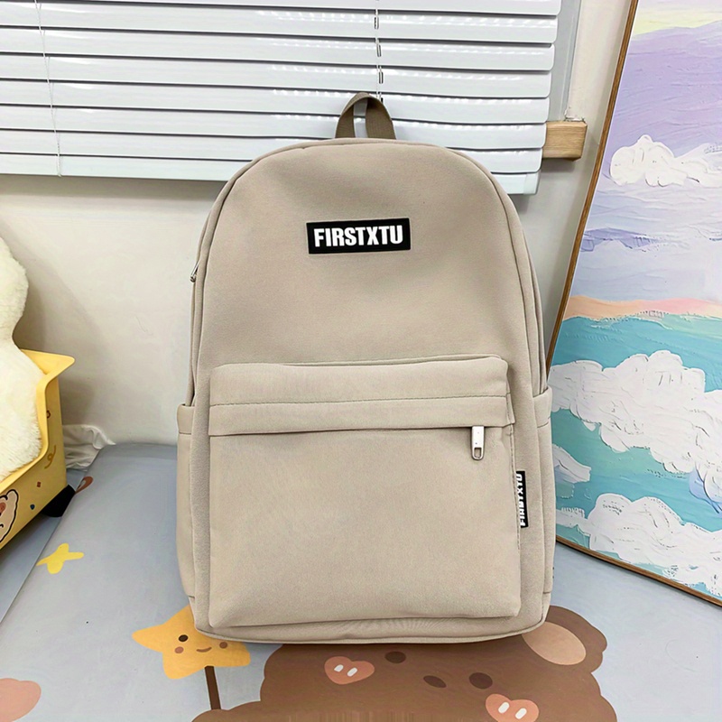 Nylon Solid Color Trendy Backpack Solid Color - Temu Canada