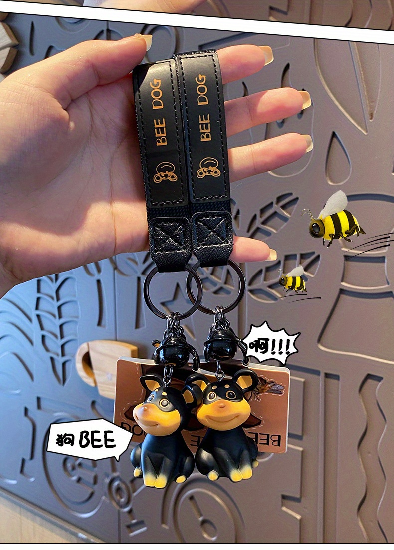 cartoon resin bee dog keychain for men cute and creative couple ...