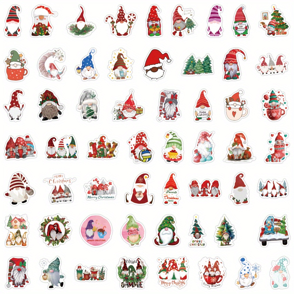 Christmas Gnome Stickers Pack Cute Cartoon Aesthetic Vinyl - Temu United