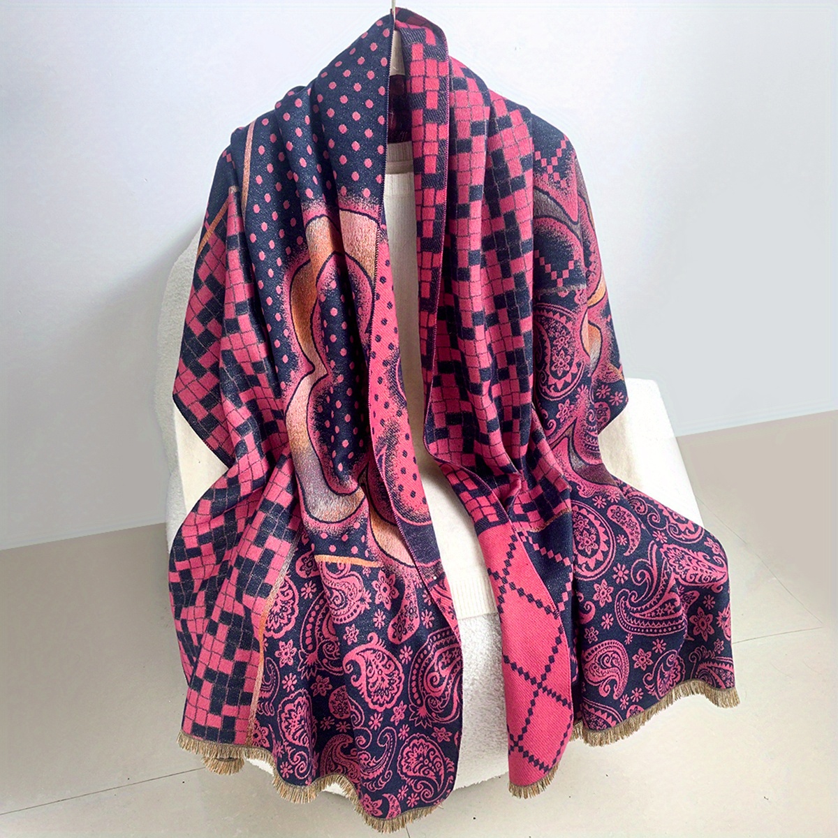 boho oversized fringe shawl stilvolles paisley blumen - Temu Switzerland