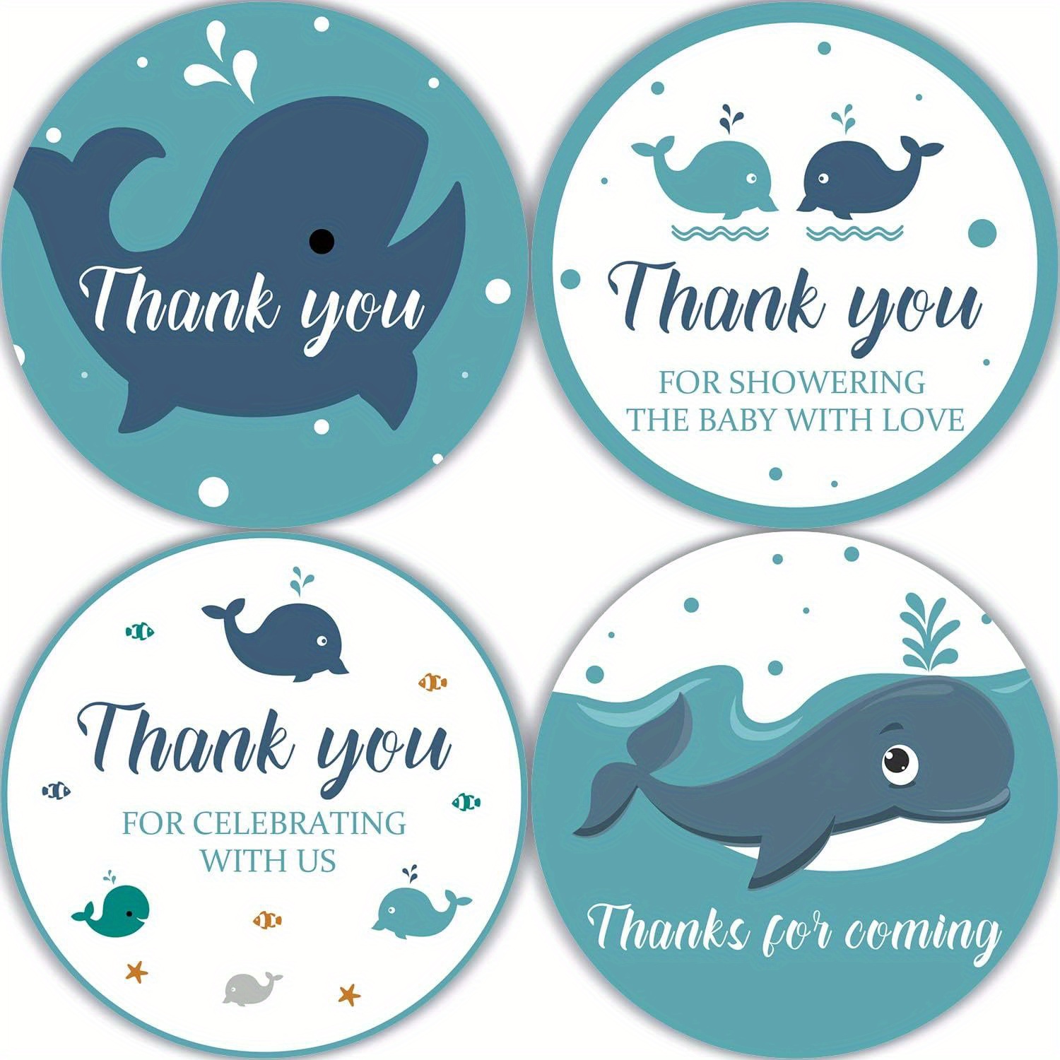 Cute Blue Whale Ocean Thank Stickers Birthday Party - Temu Australia