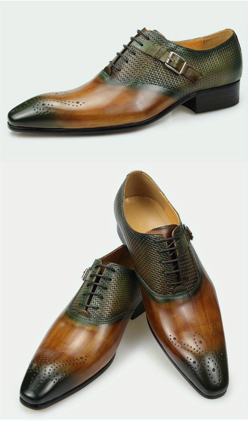 Mens Brogue Oxford Shoes Lace Up Front Dress Shoes For Men Business ...