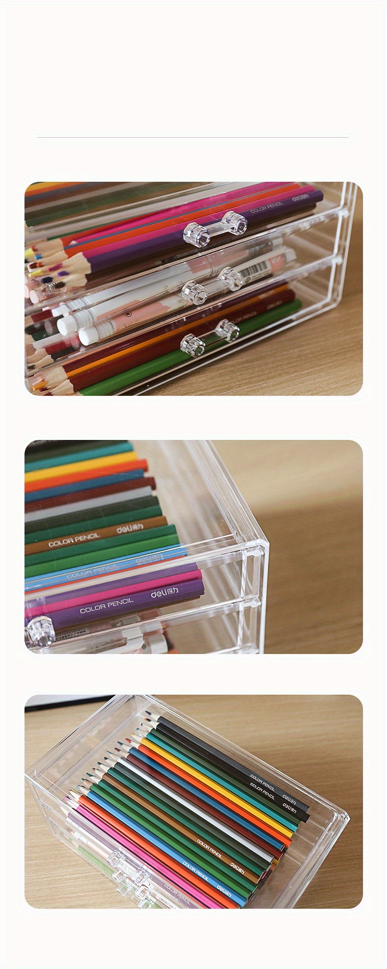 Pen Holder Student Desktop Drawer Type Transparent Multi - Temu