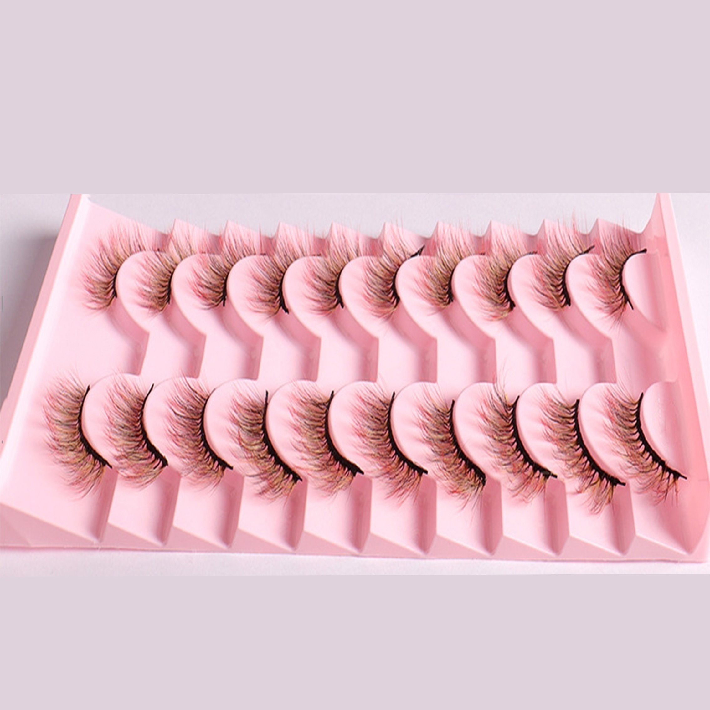 Colored Half Lashes D Curly False Eyelashes Yellow Red Ombre - Temu ...