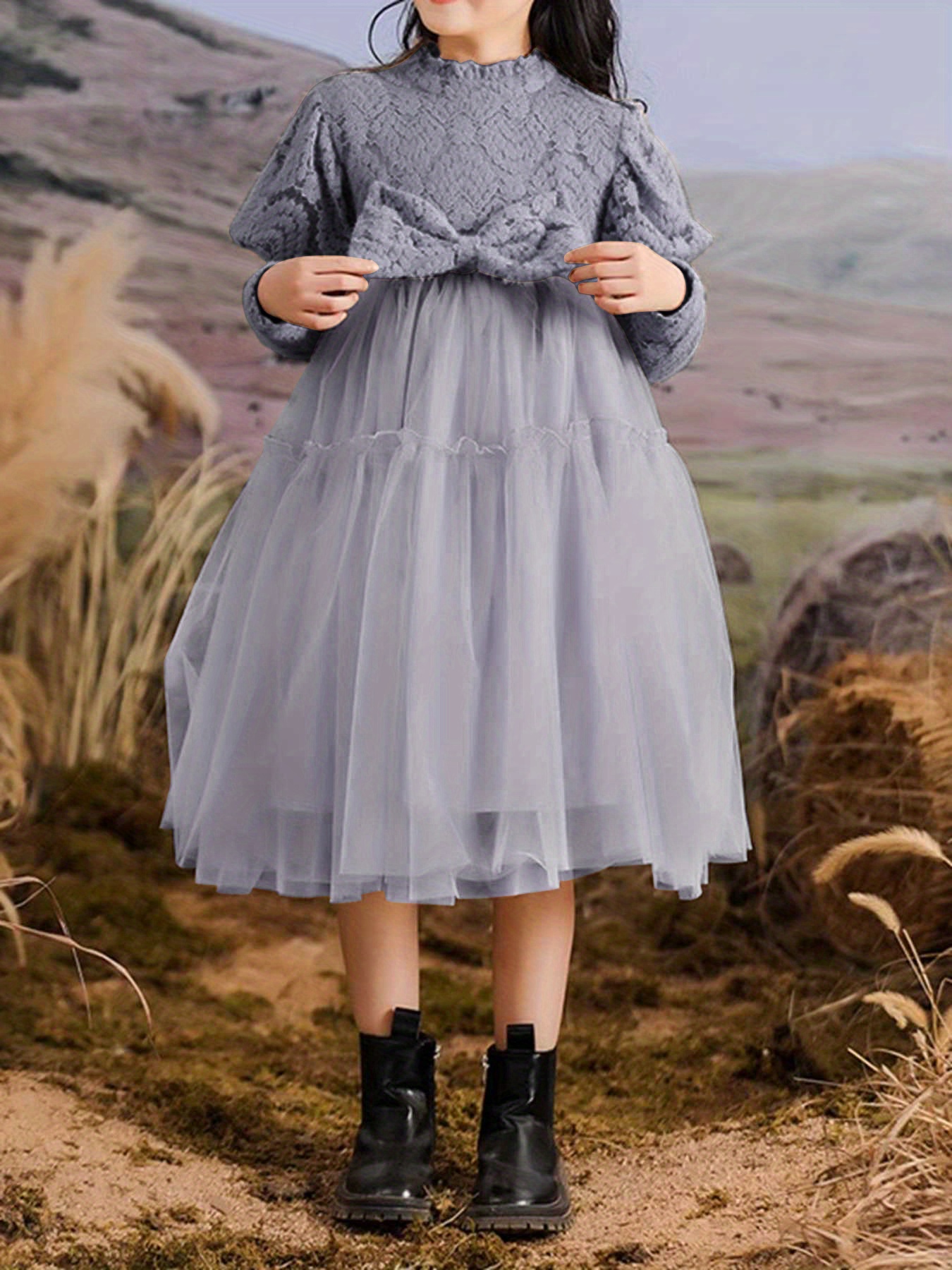 Girls Elegant Knit Tutu Dress Solid Princess Dress Spring - Temu