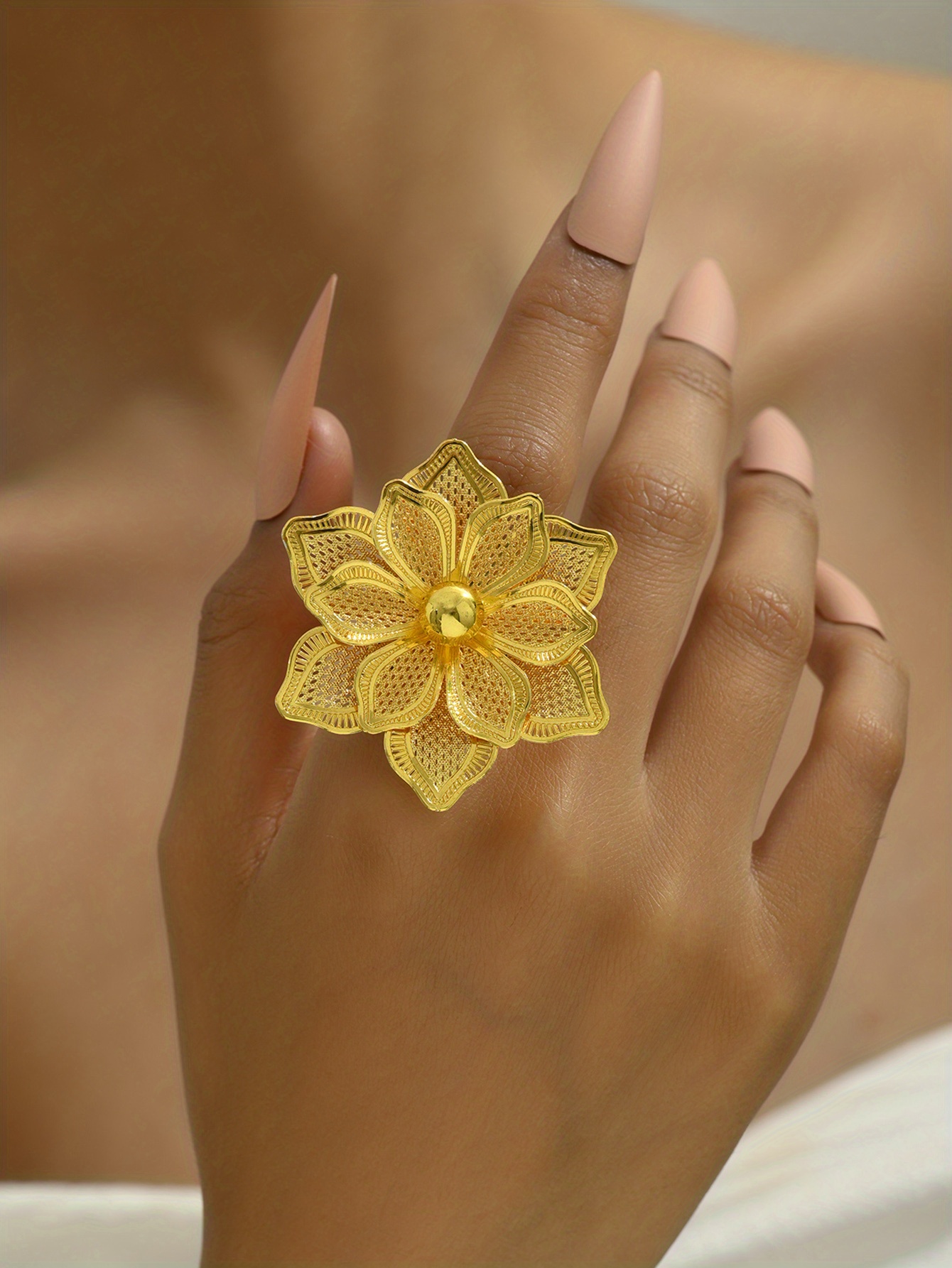 Dupes Luxury Promise Ring Flower Design Plated Traditional - Temu Canada