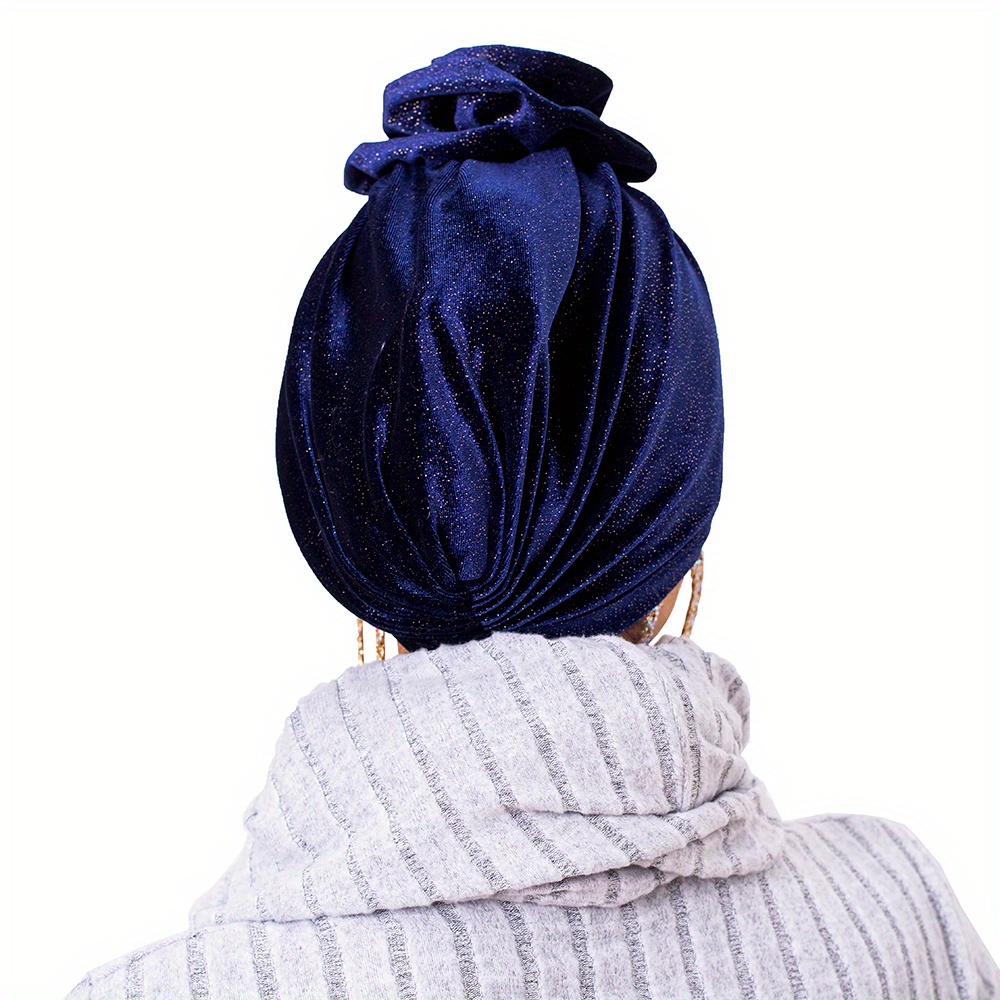 Glitter Flower Warm Velvet Turban Hat Elegant Solid Color - Temu Canada