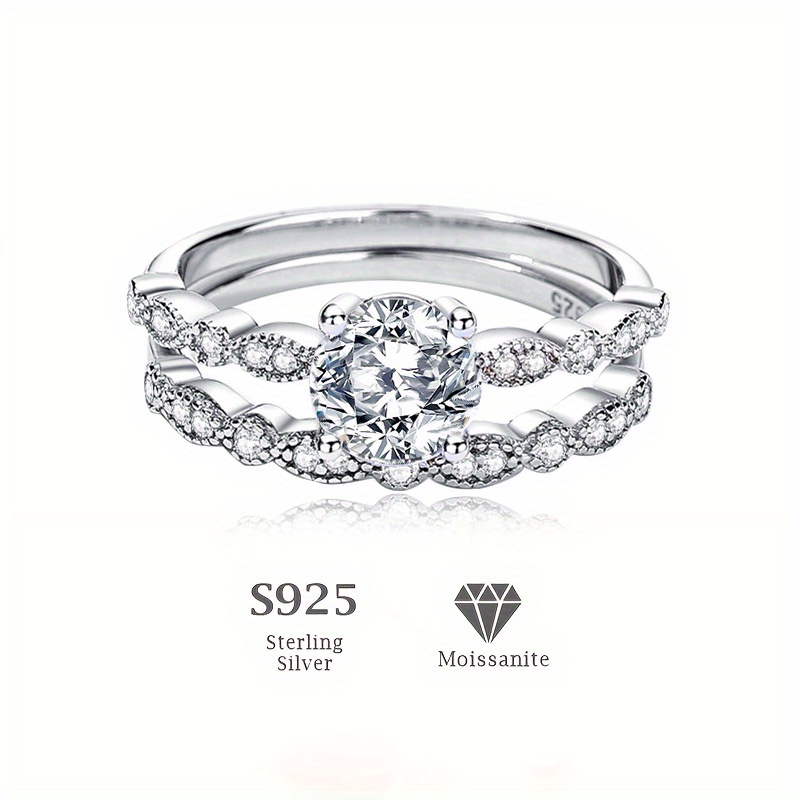 Moissanite Engagement Rings Silvery Wedding Rings Bridal - Temu United ...