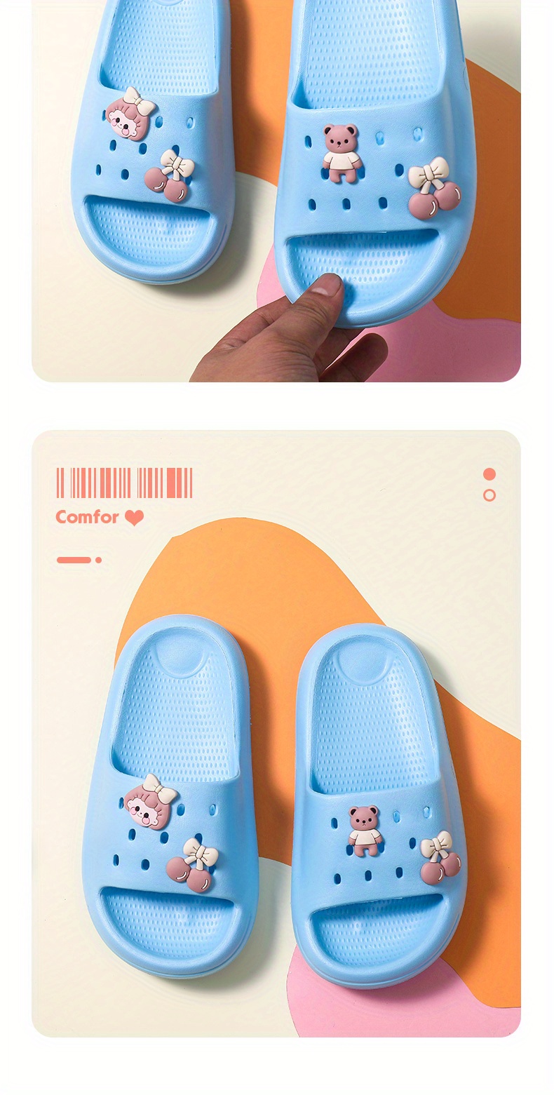 Cute Cartoon Bear Cherry Slippers For Kids Girls Boys - Temu Australia