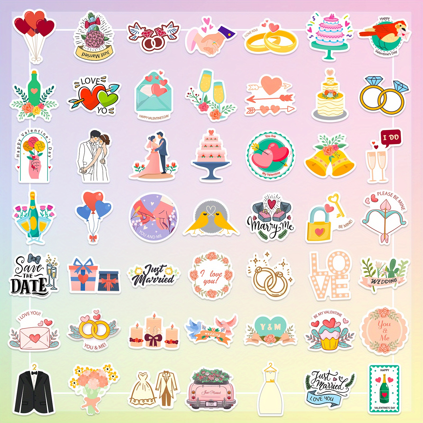 Wedding Stickers Cute Stickers Cartoon Stickers Girls Happy - Temu