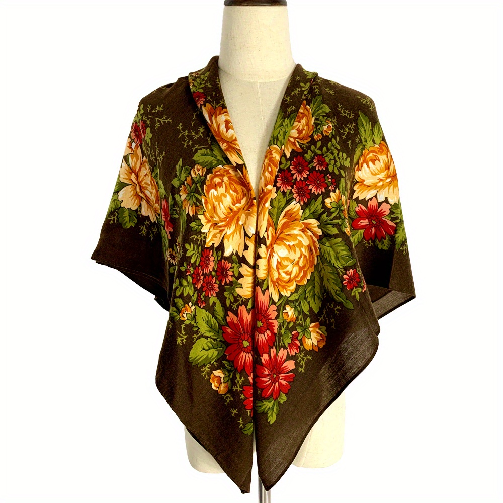 Vintage Print Scarf Luxury Printed Square Headscarf - Temu Canada