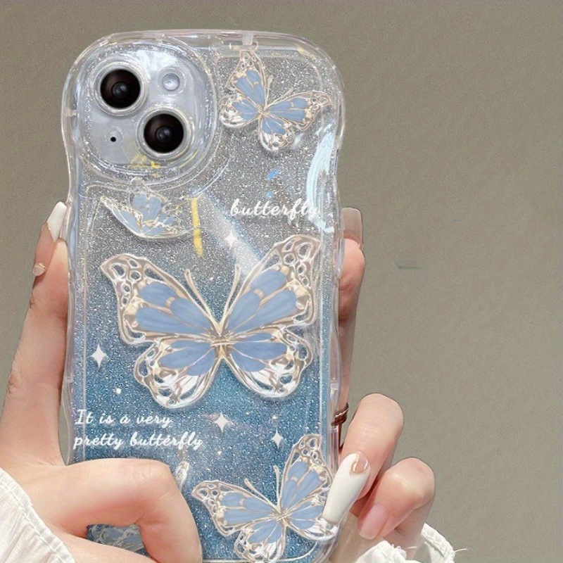 Cute Glitter Butterfly Transparent Phone Case Iphone 14 13 - Temu United Kingdom