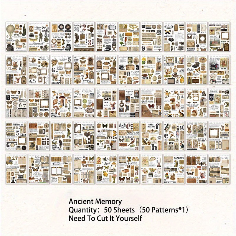 Vintage Washi Stickers Set Retro Life Scrapbooking Stickers - Temu