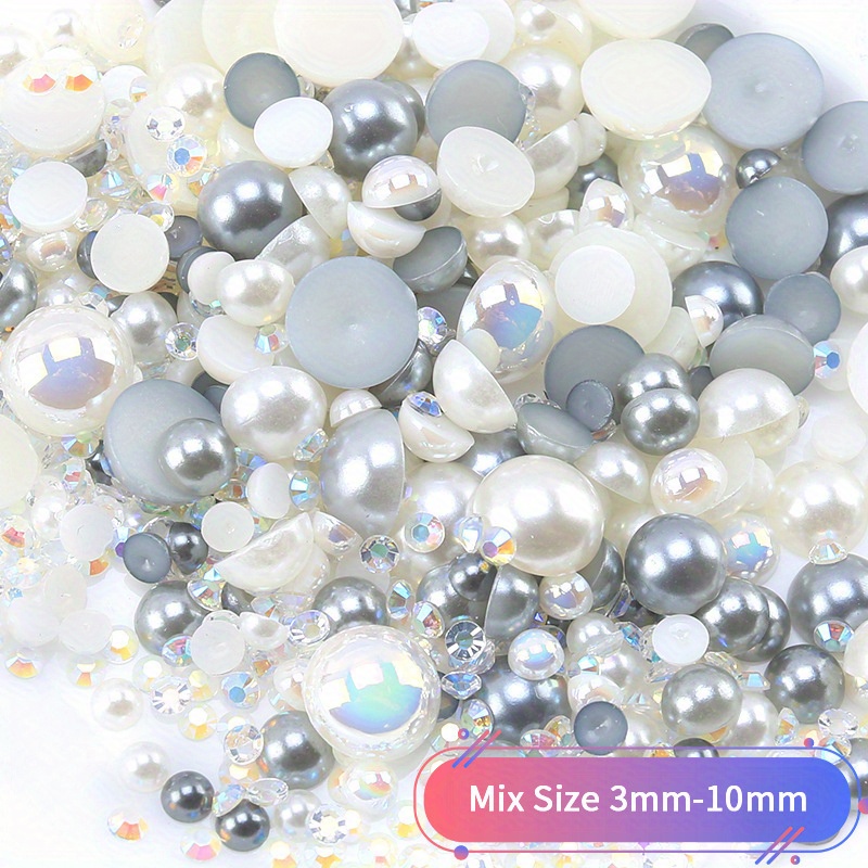 Half Round Resin Pearl Mixed Size Color Drill - Temu Australia