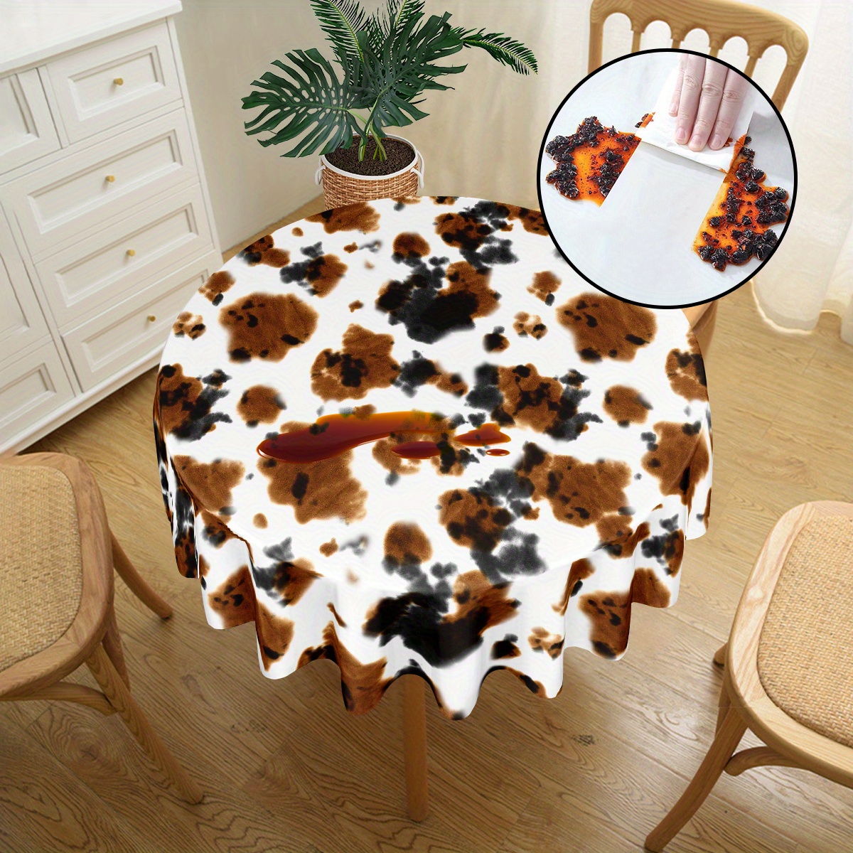 tablecloth cow animal print round tablecloth leopard print - {region_name}