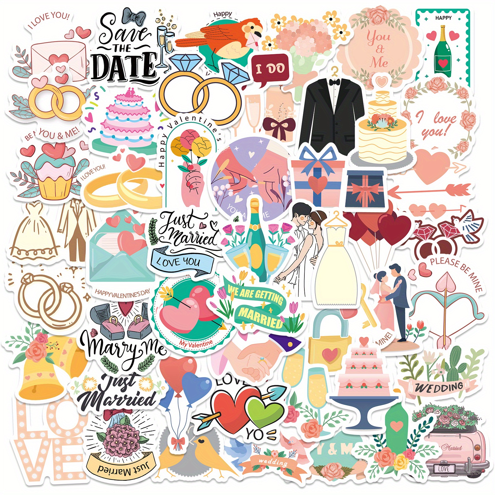 Wedding Stickers Cute Stickers Cartoon Stickers Girls Happy - Temu