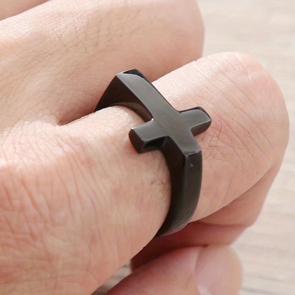 Cross Decor Ring Exquisite Men's Accessory Jewelry Daily - Temu United ...