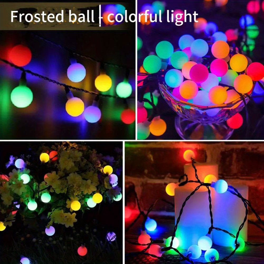 Solar Frosted Ball Atmosphere String Lights Led Lamp Beads - Temu ...