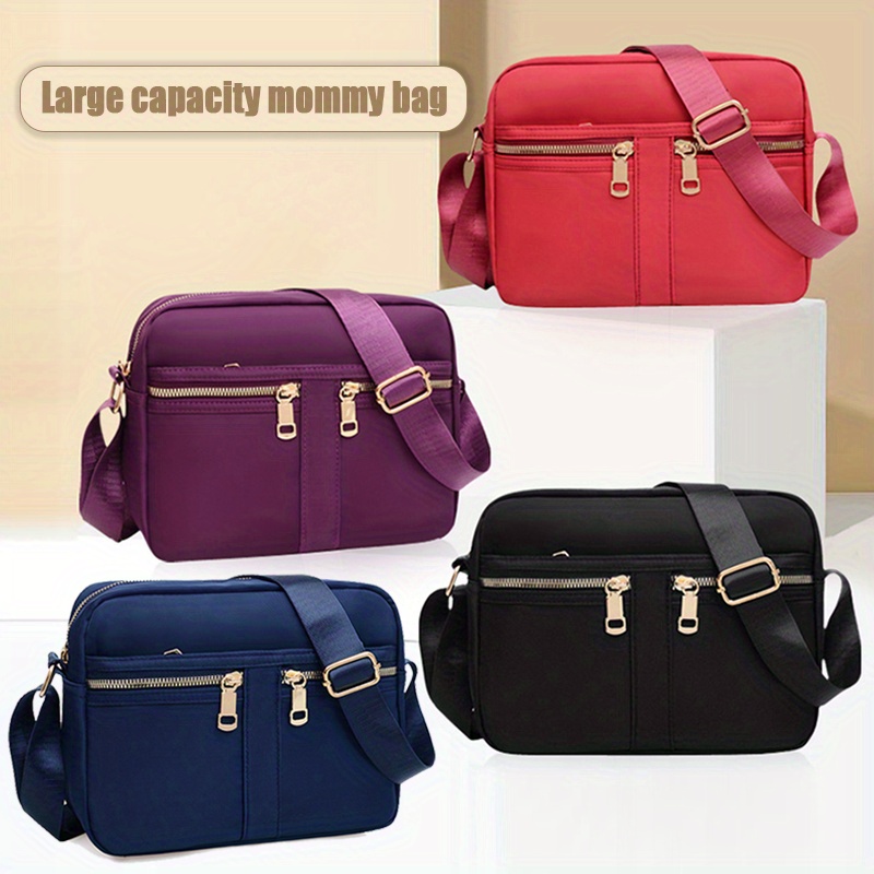 Simple Multi Layer Crossbody Bag Casual Nylon Shoulder Bag - Temu ...
