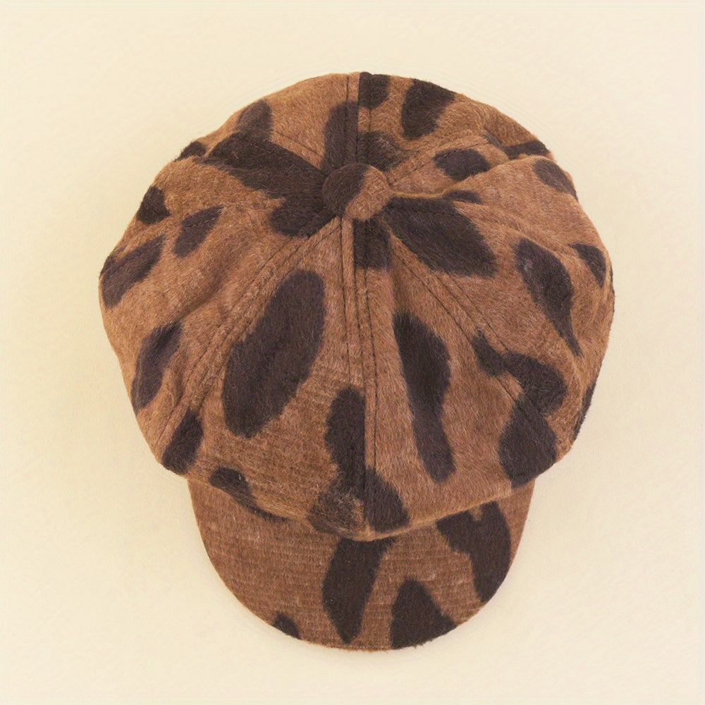 girls trendy leopard print newsboy beret cap autumn winter - {region_name}