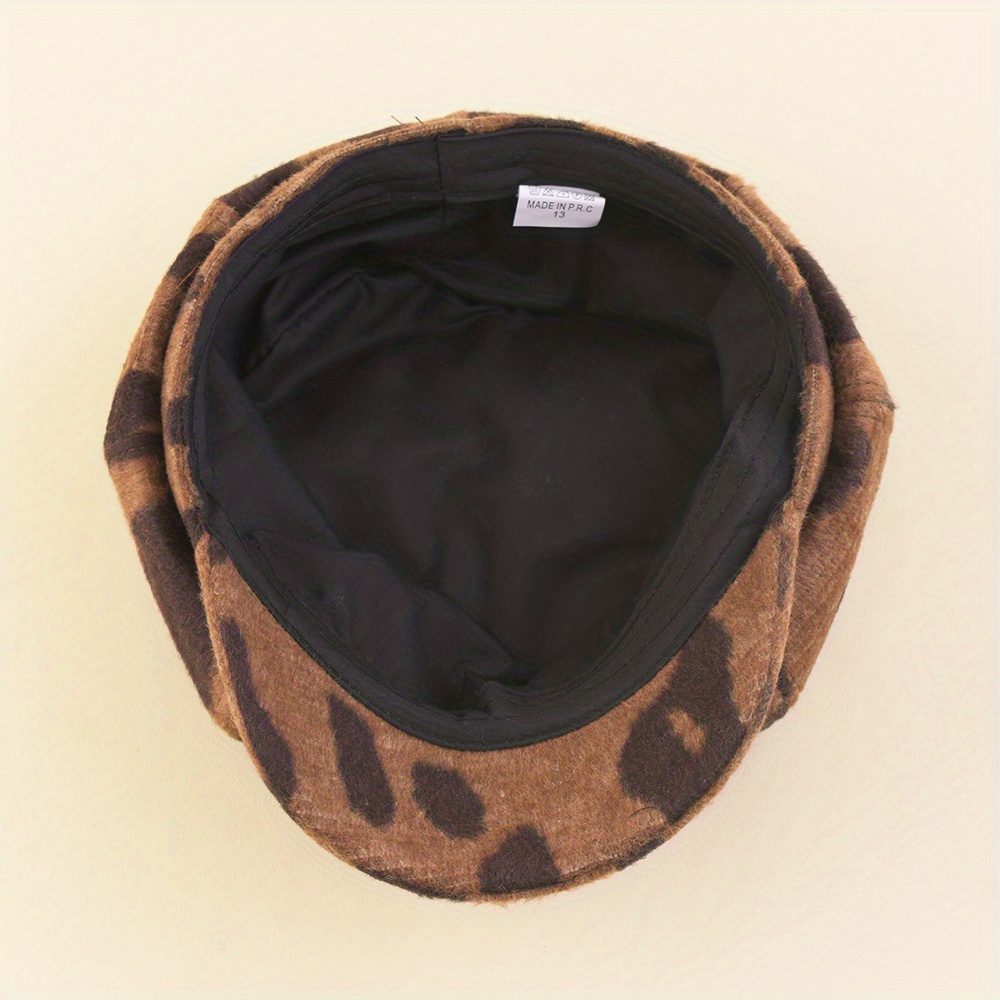 Girls Trendy Leopard Print Newsboy Beret Cap Autumn Winter - Temu New ...