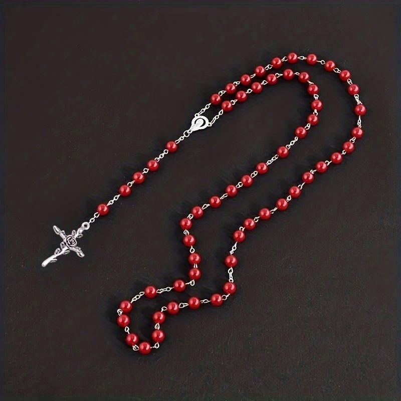 Multicolor Rosary Cross Pendant Necklace Religious - Temu United