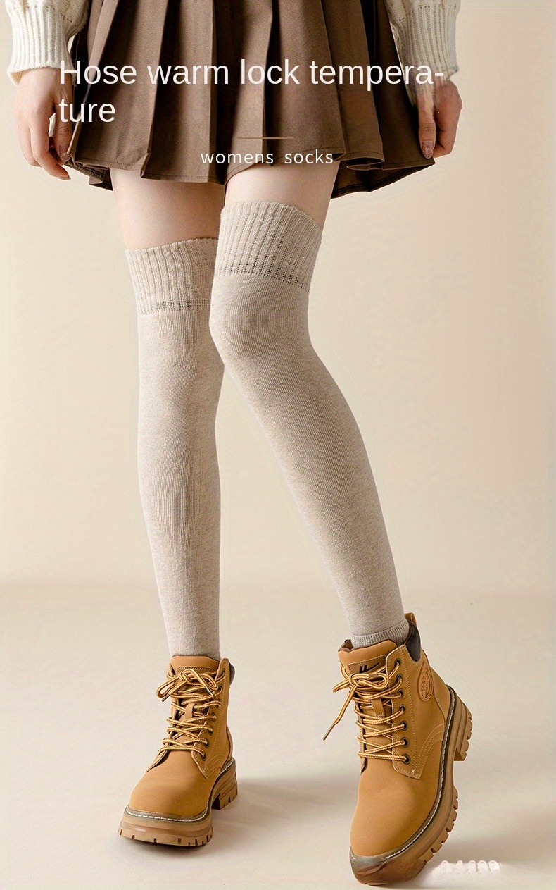 Simple Solid Leg Warmers Warm Knee High Socks Women's - Temu