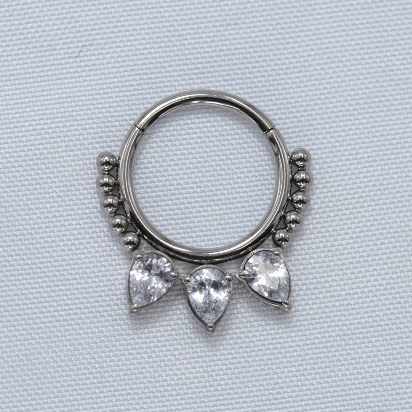 Titanium Alloy Hoop Moon Shape Hinged Nose Ring Inlaid Shiny - Temu ...