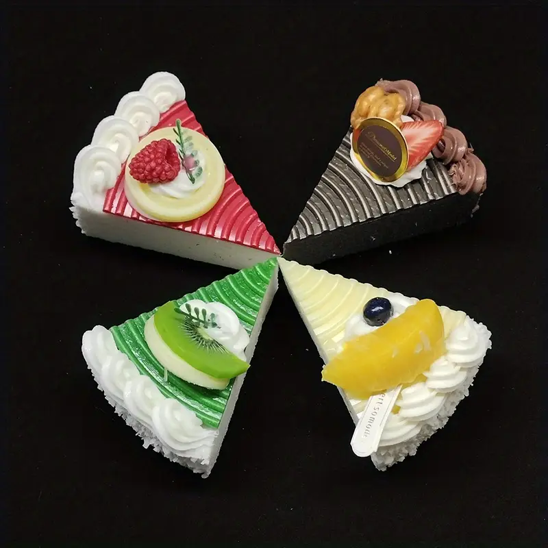 8pcs 시뮬레이션 캔디 컬러 삼각형 케이크 시뮬레이션 퐁당 과일 케이크 빨간색 녹색 커피 노란색 과일 케이 Temu