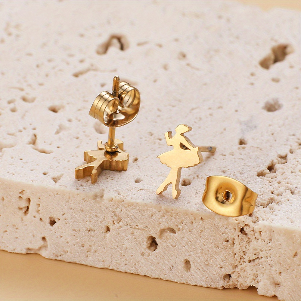 Men's Ballet Dancer Stainless Steel Stud Earrings - Temu