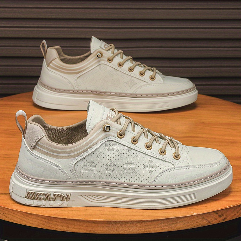 Mens Letters Pattern Skate Shoes With Good Grip Breathable Lace Up