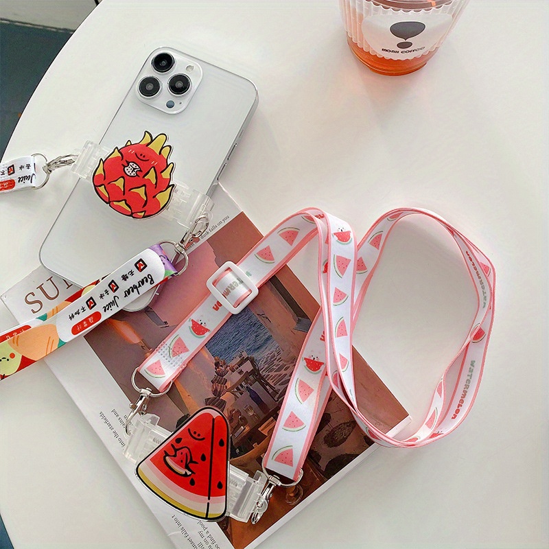 Polyester Fiber Fruit Pattern Mobile Phone Back Clip Lanyard Creative ...