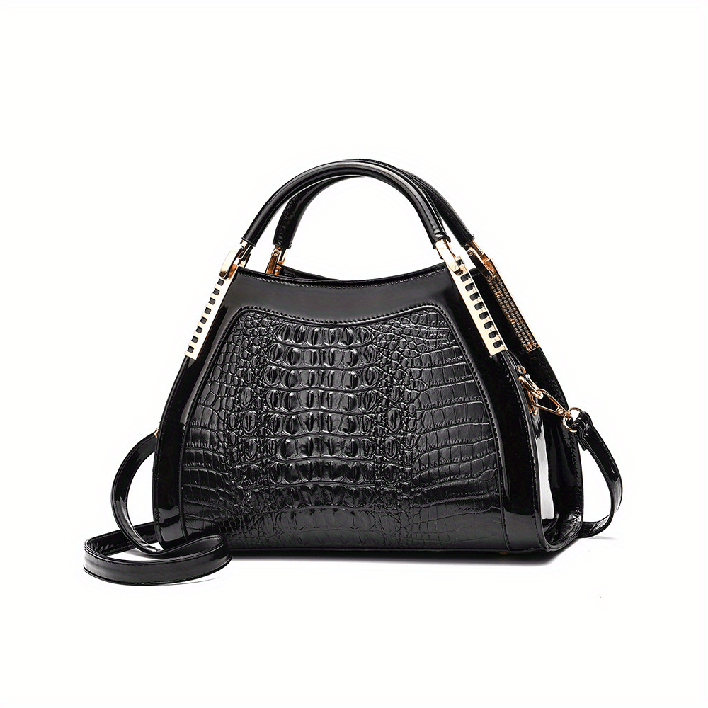 Gradient Crocodile Embossed Handbag, Vintage Crossbody Bag, Top Handle ...