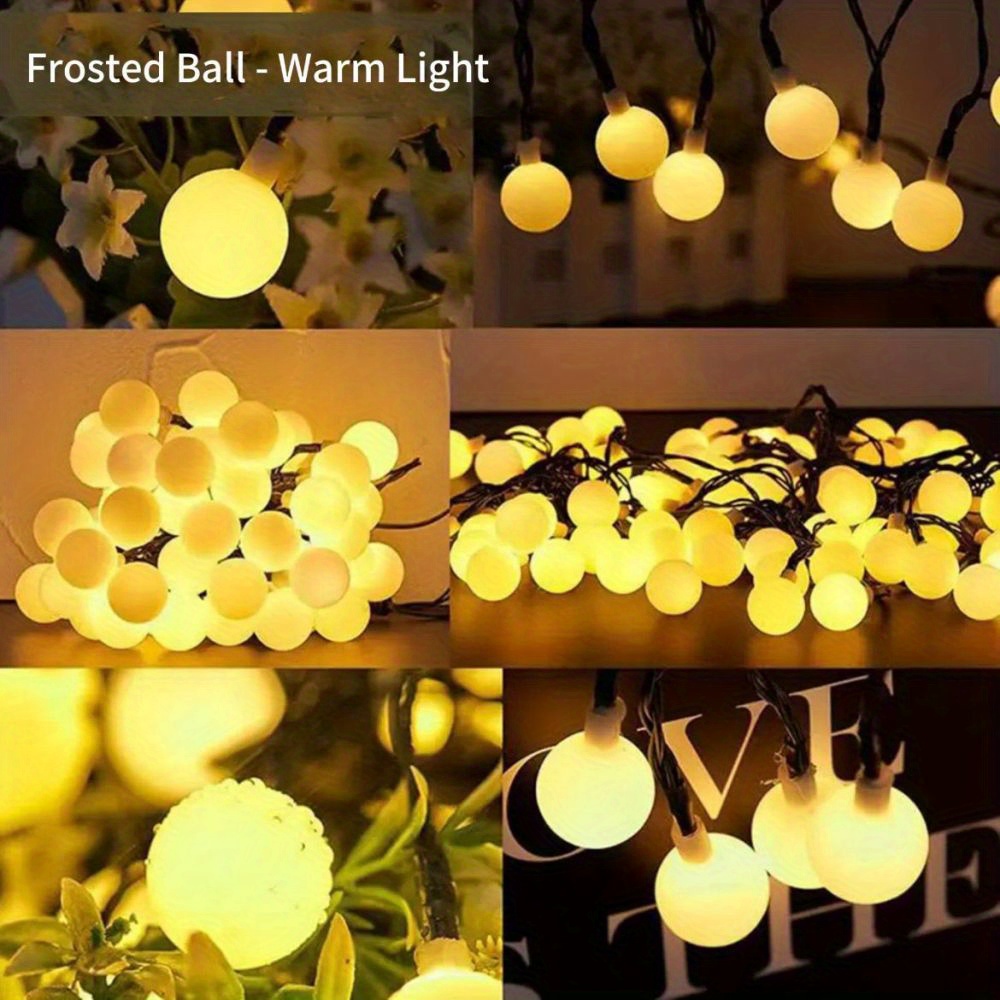 Solar Frosted Ball Atmosphere String Lights Led Lamp Beads - Temu ...