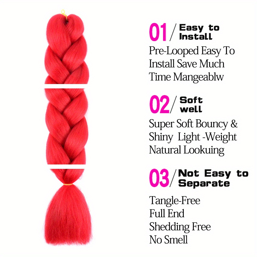 Red Blue Color Braid Wig Synthetic Extension Box - Temu Australia