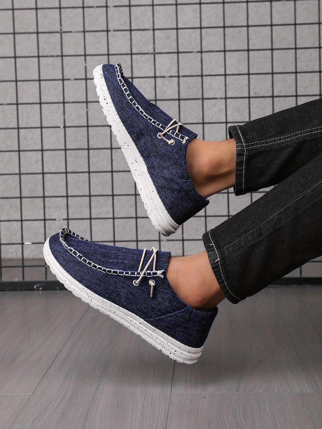 Mens Loafer Shoes With Decorative Shoelaces Comfy Non Slip Slip On ...