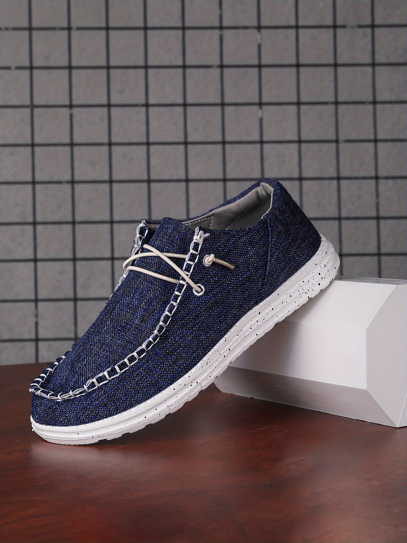 Mens Loafer Shoes With Decorative Shoelaces Comfy Non Slip Slip On ...