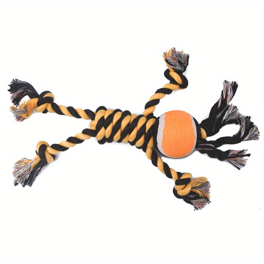 Halloween Teeth Cleaning Braided Rope Knot Pet Toy With Tennis Ball ...