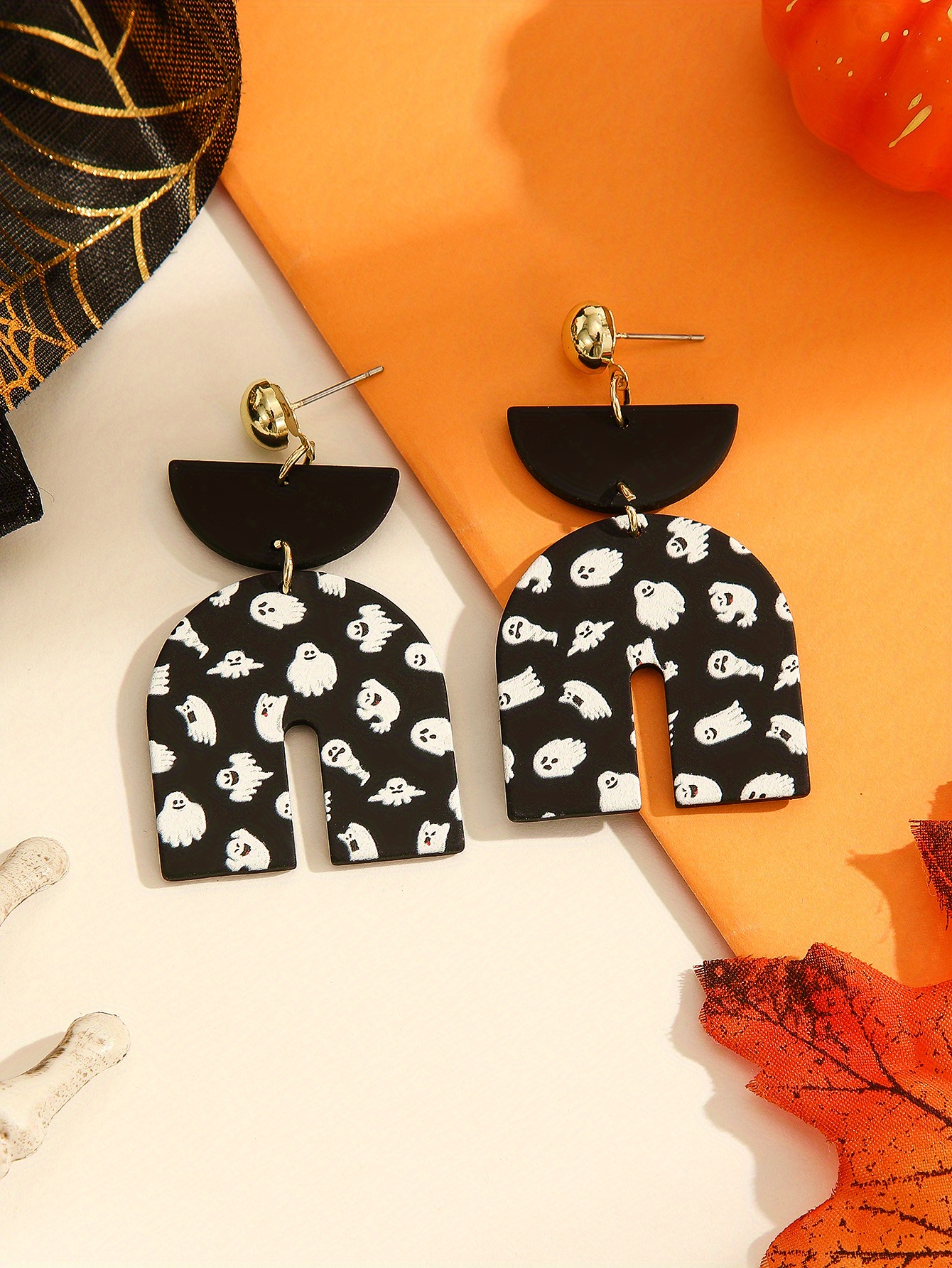 black u shape ghost pattern dangle earrings bohemian cute - Temu Australia
