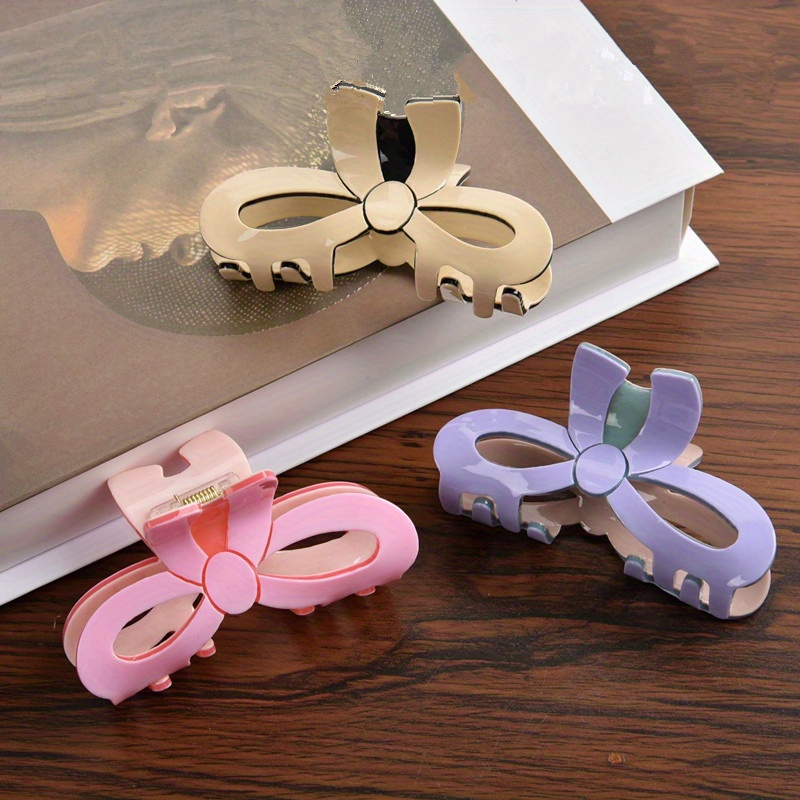 Hair Accessories Sweet Acetate Hollow Bow Grab Clip Female - Temu New ...