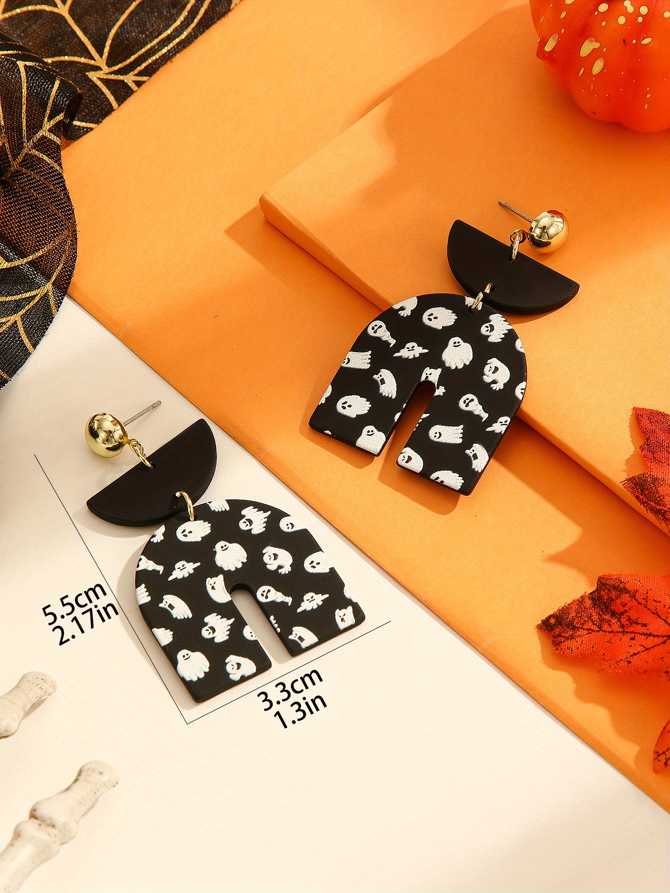 black u shape ghost pattern dangle earrings bohemian cute - Temu Australia