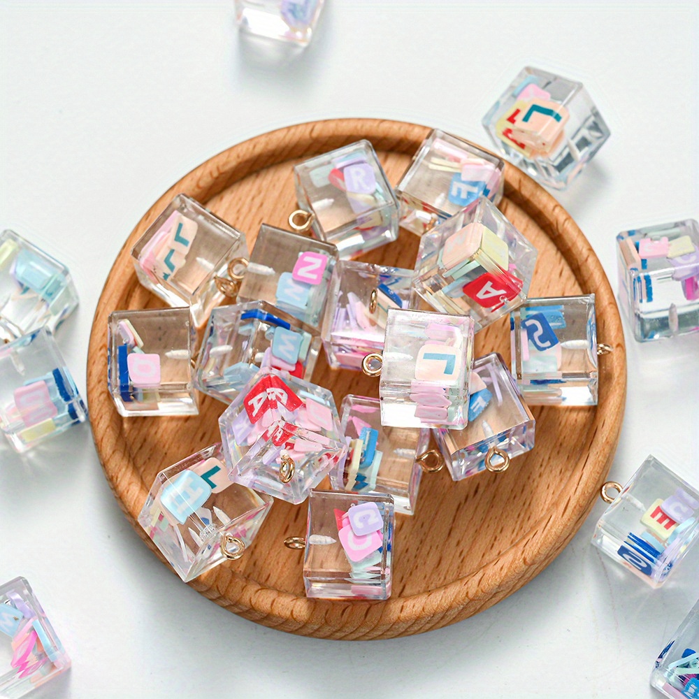 Transparent Resin Cube Pendants Charms Polymer Alphabet - Temu Netherlands