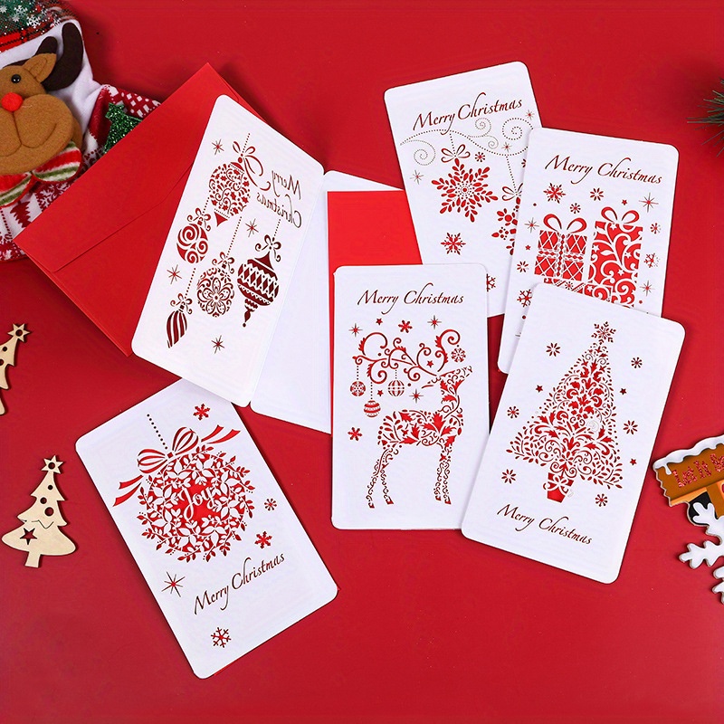 セット6枚 クリスマス中空グリーティングカード 厚みのある特殊紙製 クリスマスデコレーション クリスマスパーティー招待 Region